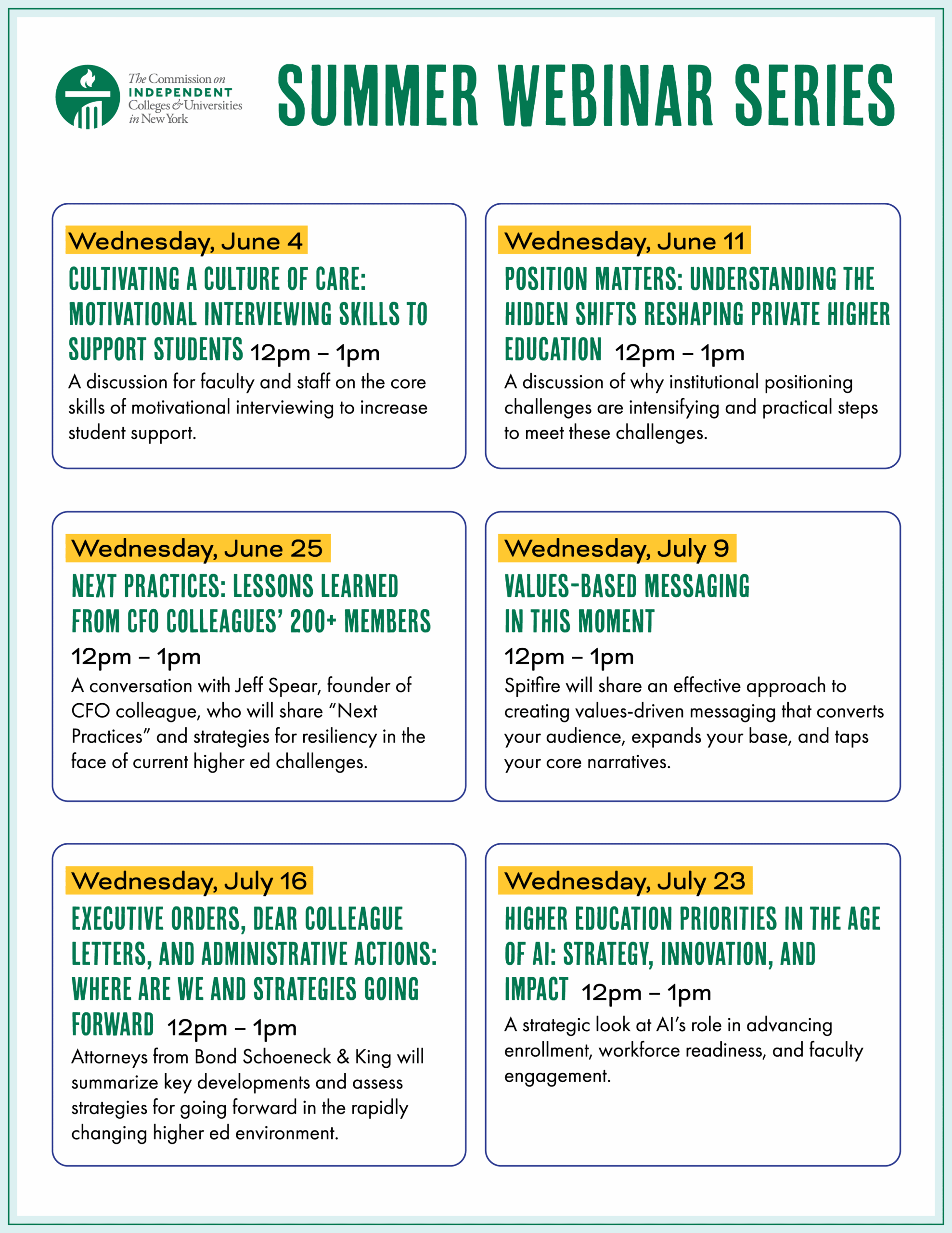 Summer Webinar Series - CICU